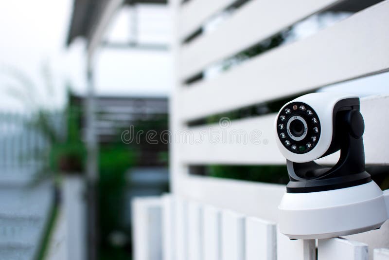 CCTV Security Camera Operating in Home. Stock Photo - Image of ...