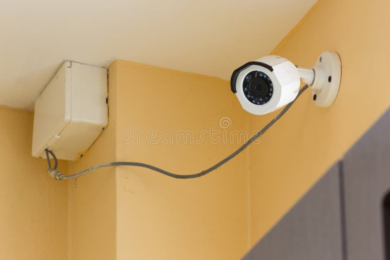 The CCTV Security Camera Operating. Stock Photo - Image of property ...