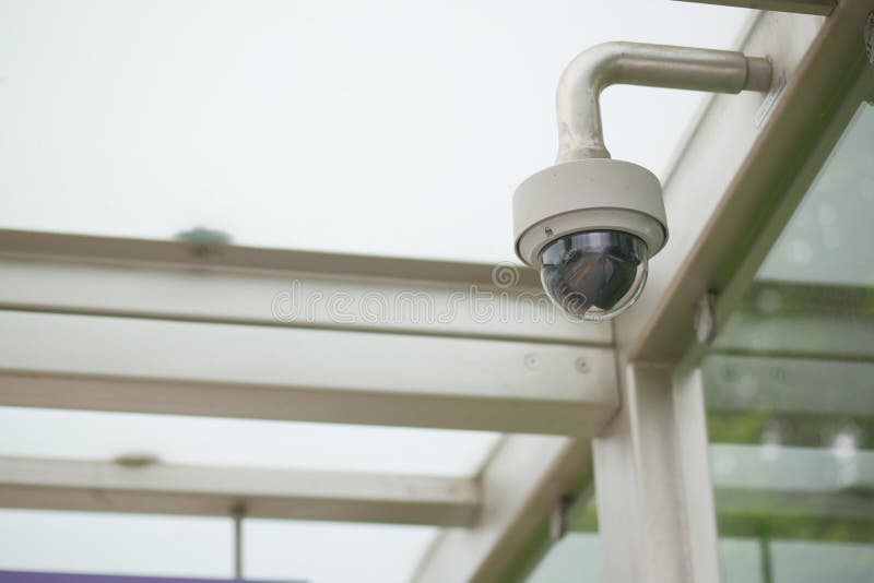 CCTV Security Camera Operating Outdoor Stock Photo - Image of lens ...