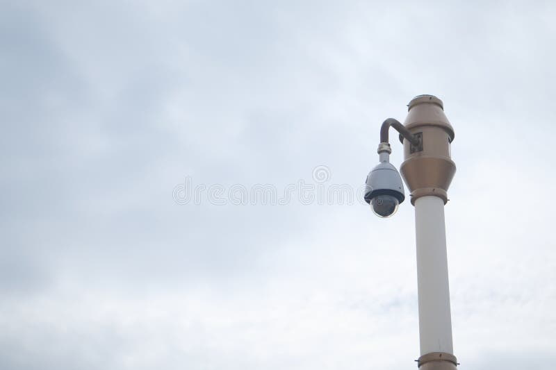CCTV Security Camera Operating Outdoor Stock Image - Image of lights ...