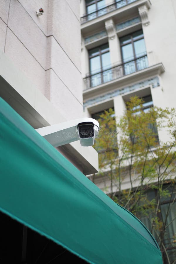 CCTV Security Camera Operating Outdoor Stock Photo - Image of property ...