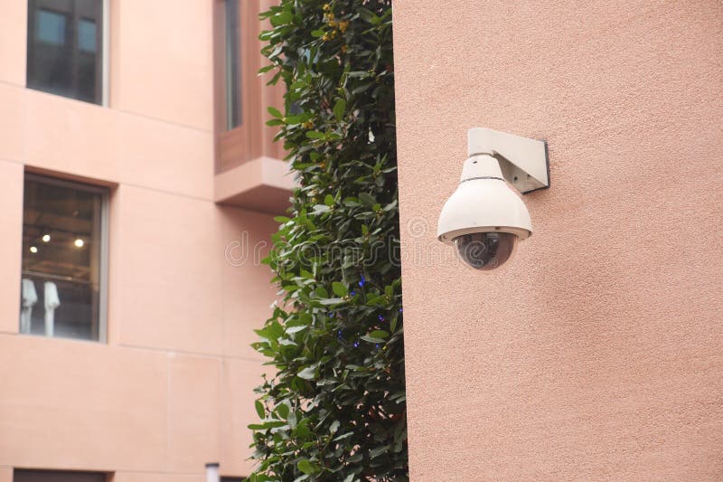 CCTV Security Camera Operating Outdoor Stock Image - Image of moving ...