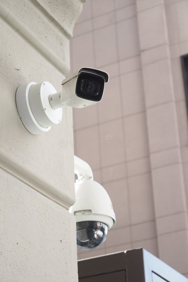 CCTV Security Camera Operating Outdoor Stock Photo - Image of ...