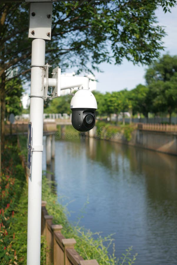 CCTV Security Camera Operating Outdoor Stock Photo - Image of ...