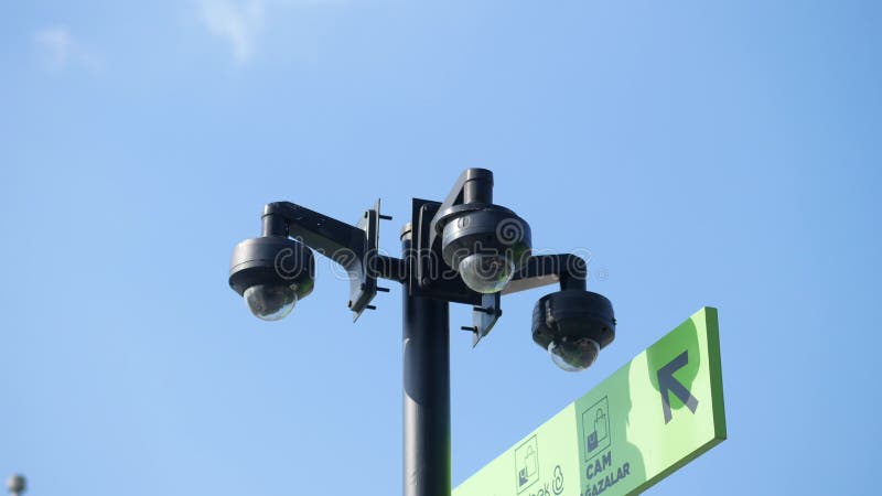 CCTV Security Camera Operating Outdoor Stock Video - Video of rotating ...