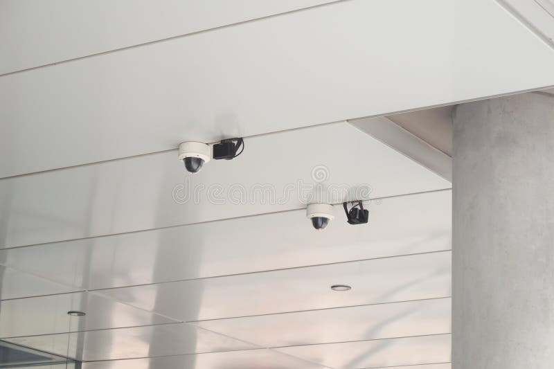 CCTV Security Camera Operating in a Old Building Stock Photo - Image of ...