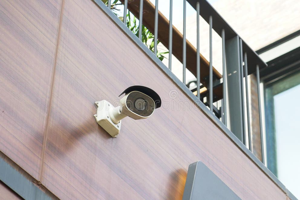 CCTV Security Camera Operating Outdoor Stock Photo - Image of record ...