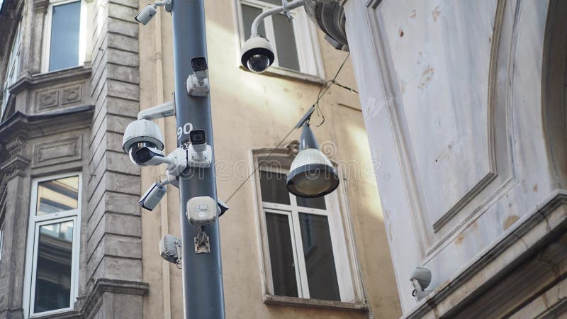 CCTV Security Camera Operating Outdoor Stock Footage - Video of ...