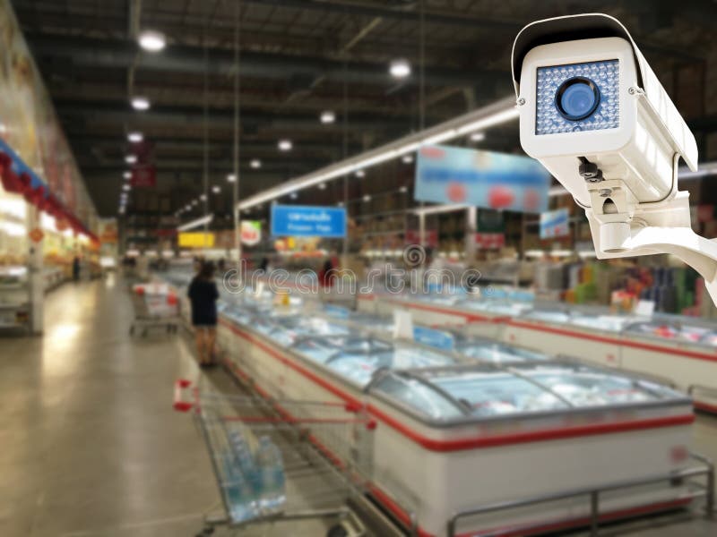 The CCTV Security Camera Operating Stock Photo - Image of food, city ...