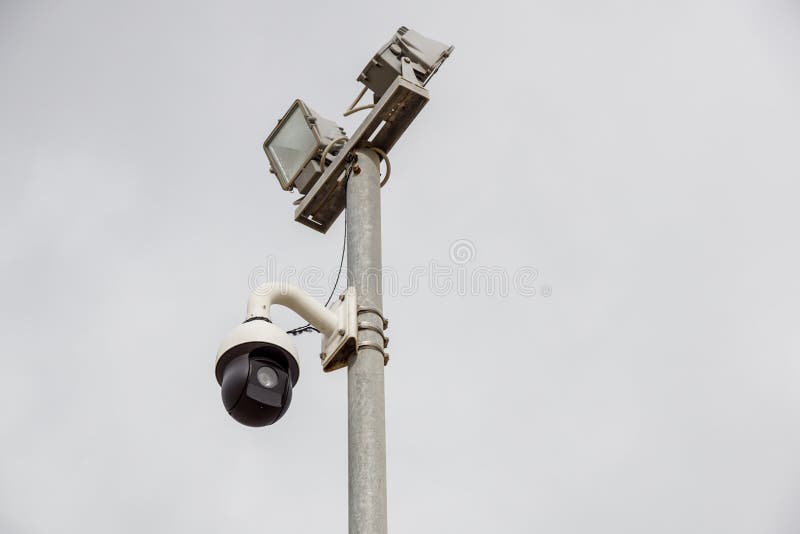 The Old CCTV Security Camera Operating Long Time Stock Photo - Image of ...
