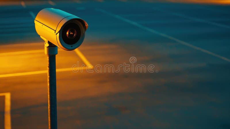 Cctv Security Camera Positioned on a Pole Overlooking a Parking Lot ...