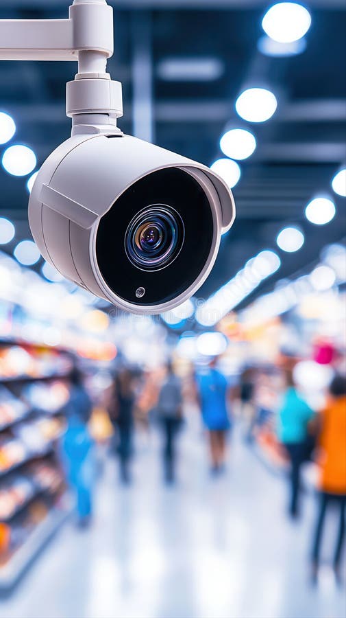 Cctv Security Camera Positioned in a Retail Store Capturing Busy ...