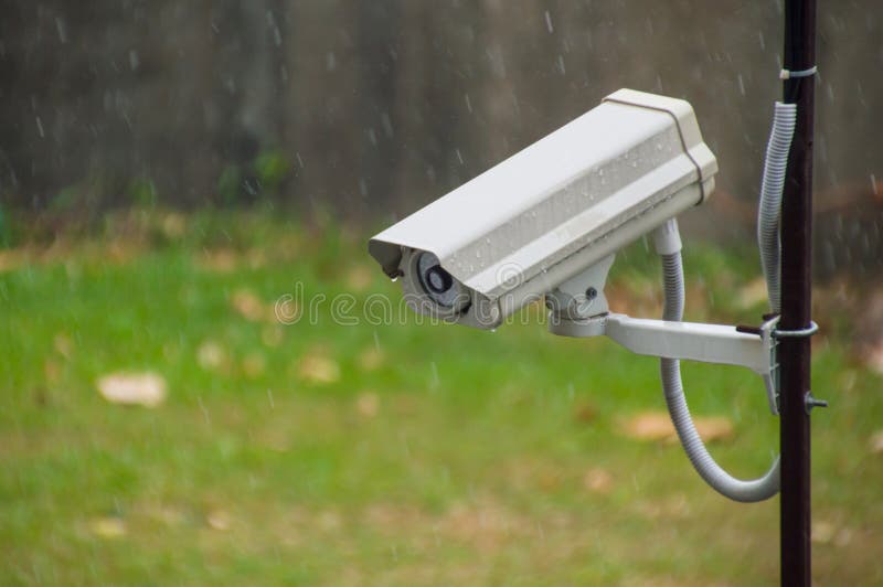 CCTV Security Camera in Raining Stock Photo - Image of protect ...