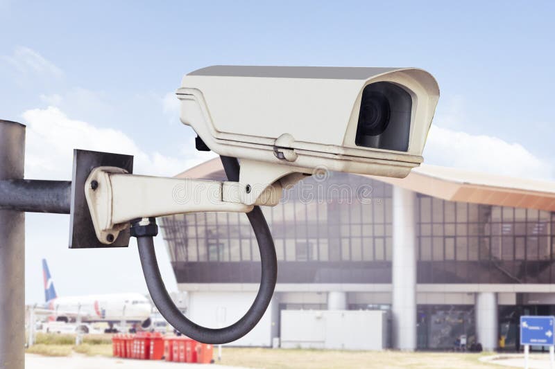 CCTV Security Camera Record Video at Airport Stock Photo - Image of ...