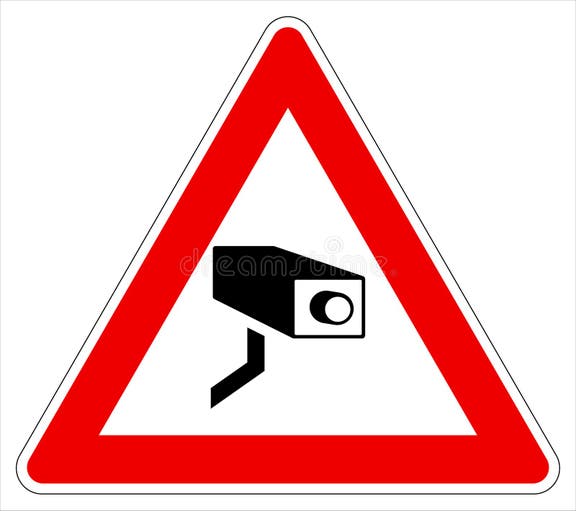CCTV Security Camera in Red Triangle Icon Stock Vector - Illustration ...