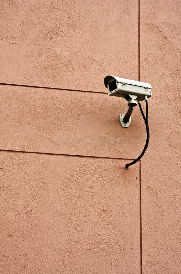 CCTV Security Camera and Red Wall. Stock Image - Image of protect ...