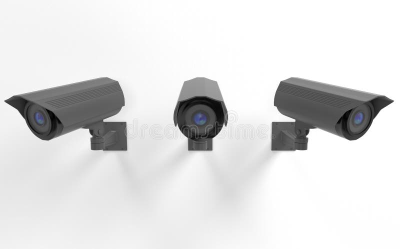 CCTV Security Camera. Front View. Black And White Surveillance System ...