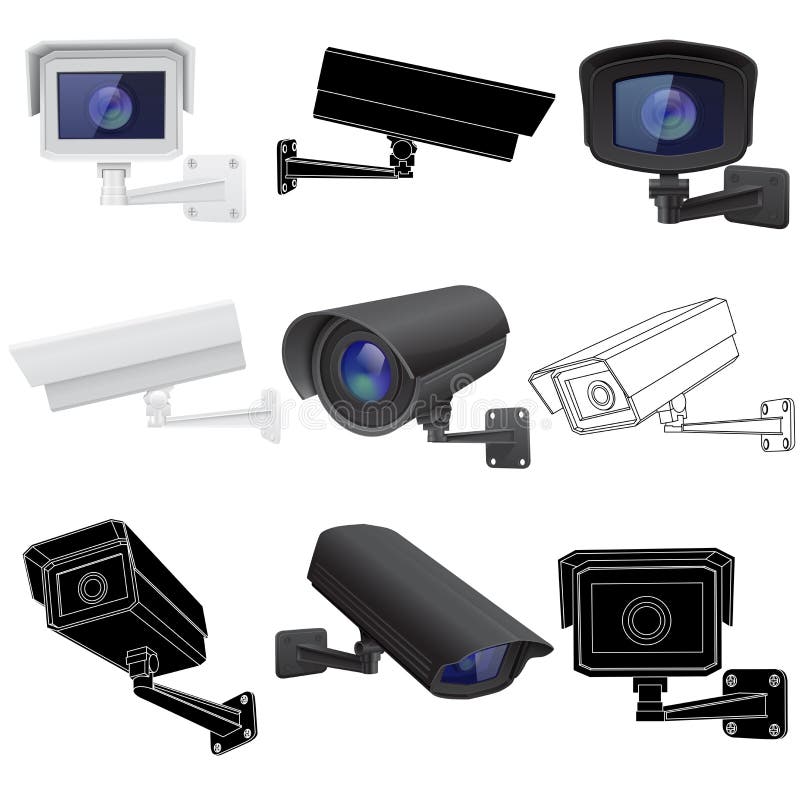 CCTV Security Camera. Front View Stock Vector - Illustration of observe ...