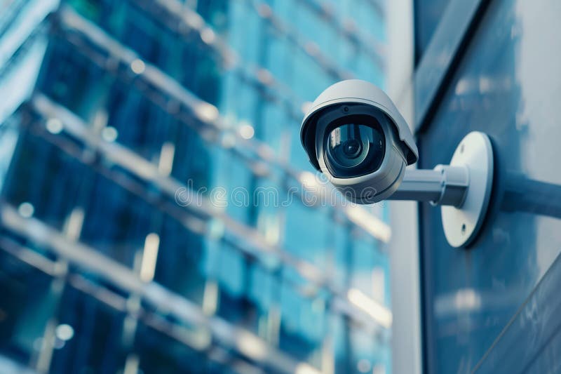 A Gray Security Camera Watches Over the Site in a Medium Shot. Stock ...