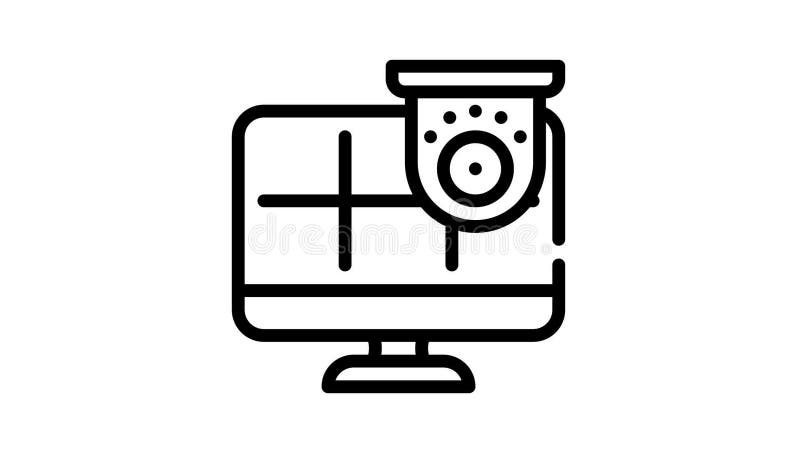 Cctv Security Camera System Black Icon Animation Stock Video - Video of ...