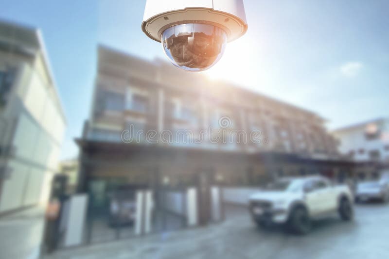 CCTV Home Camera Security Operating at House. Stock Photo - Image of ...