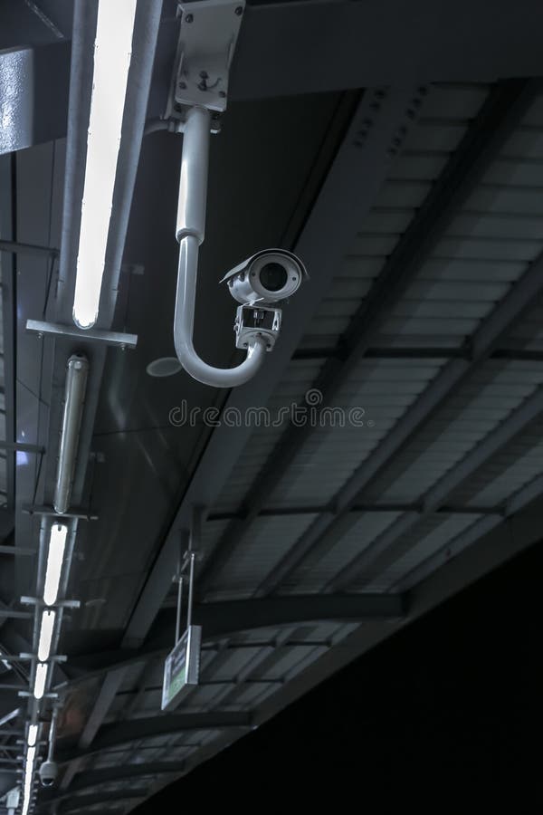 Cctv Security Camera at a Train Terminal at Night Time Stock Image ...