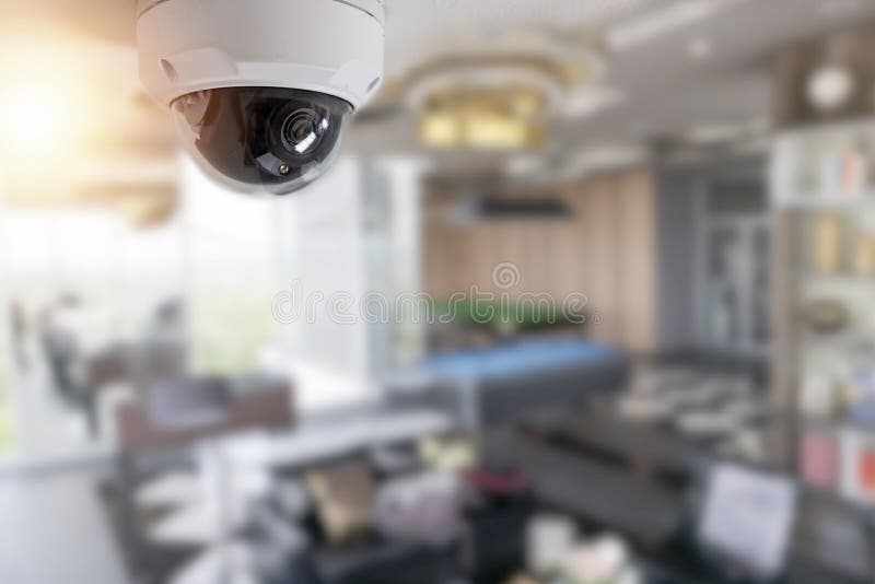 CCTV Security Camera View through in Blurry Living Room Stock ...
