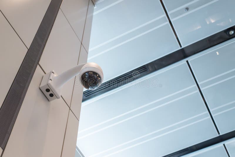 CCTV Security Camera Wall Ceiling Stock Image - Image of monitoring ...