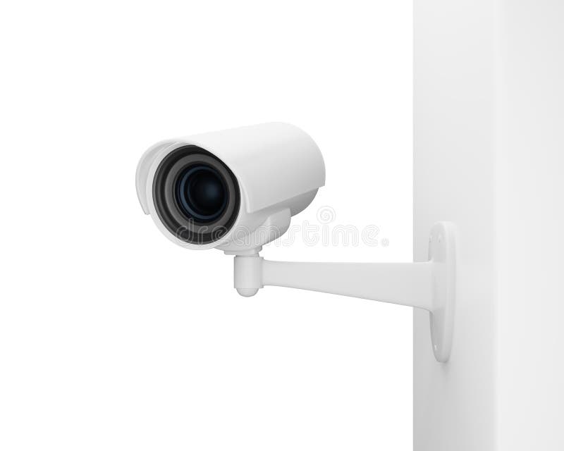 CCTV Security Camera on the Wall on White Background Stock Image ...