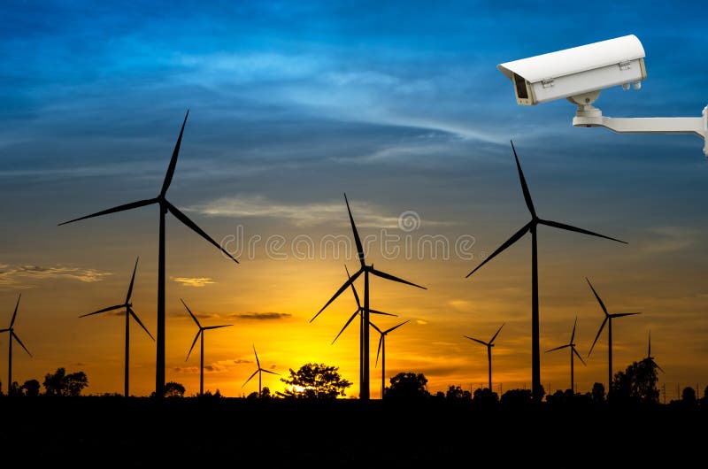 CCTV Security Camera with Wind Turbine Power Generator with Suns Stock ...