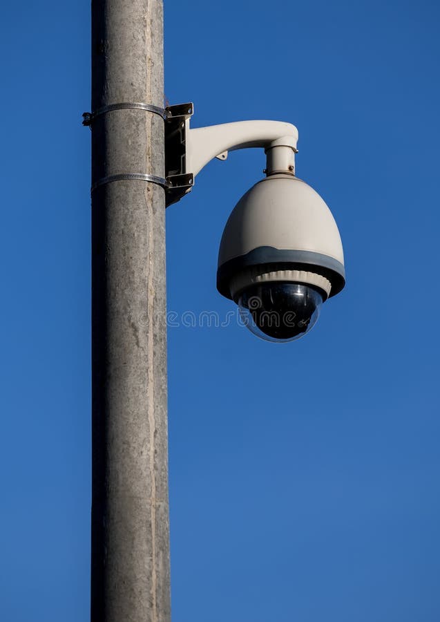 CCTV Security Dome Camera on Pole Stock Photo - Image of alarm, look ...