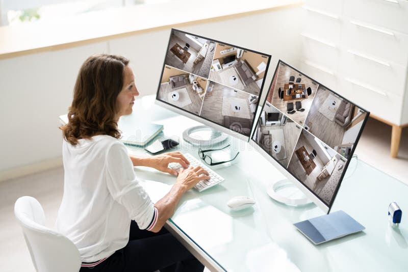 CCTV Security Footage stock image. Image of female, lady - 250616193