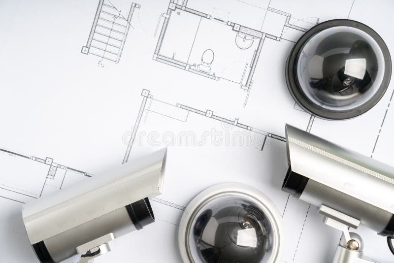 CCTV Security Online Camera with House Plan Stock Photo - Image of ...