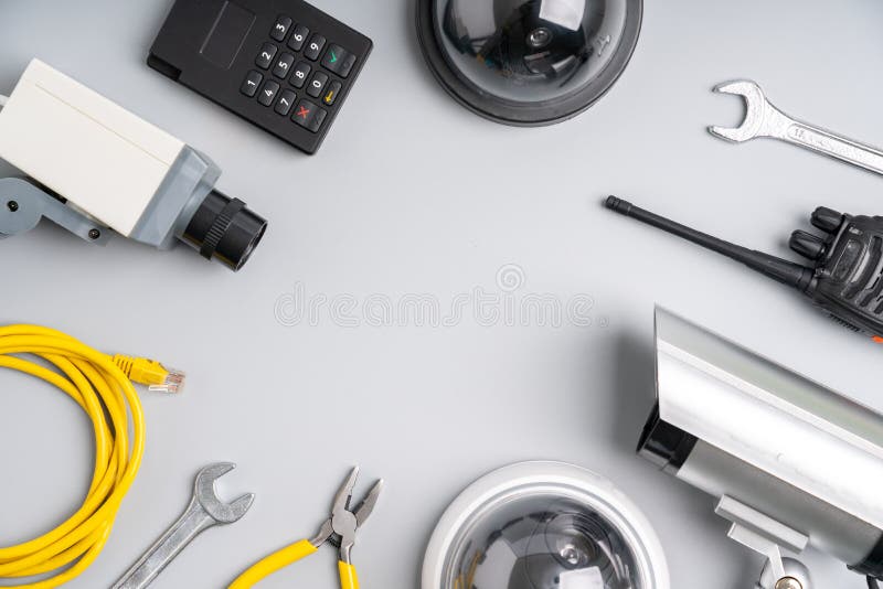 CCTV Security Online Camera with House Plan Stock Image - Image of ...