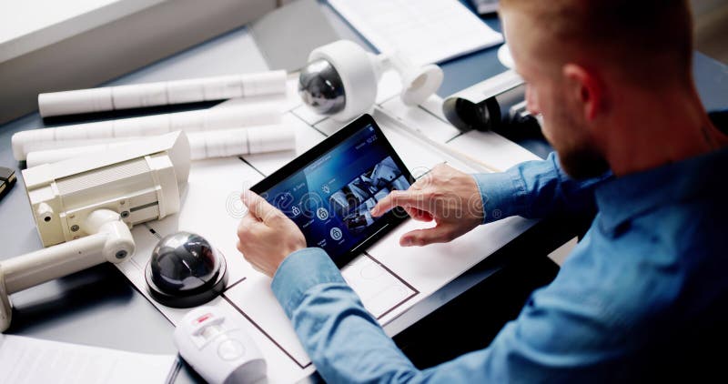 CCTV Security System Alarm Home Office Stock Image - Image of watching ...