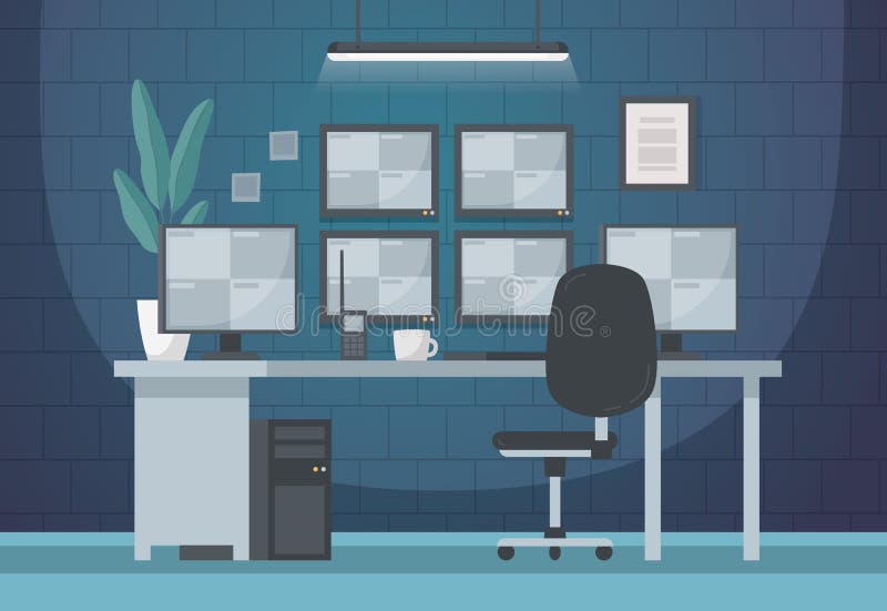 CCTV Security Workplace Composition Stock Vector - Illustration of ...