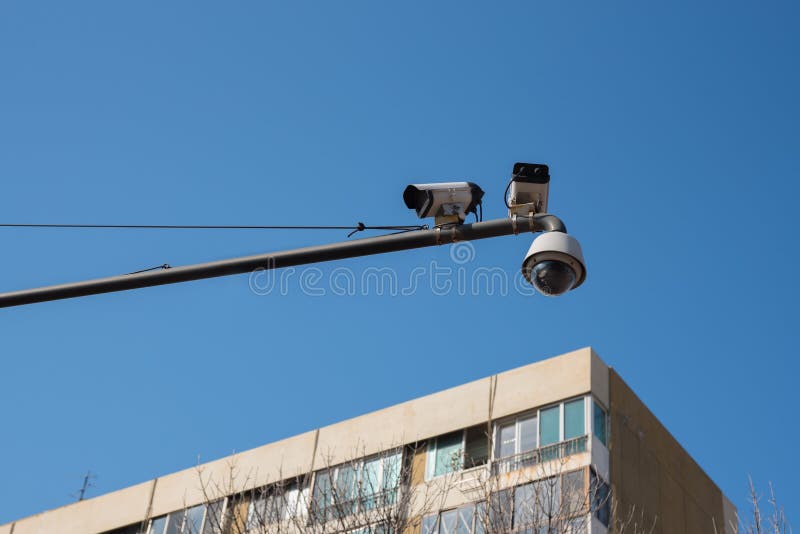 CCTV and Sky. CCTV Camera Security Operating Stock Photo - Image of ...