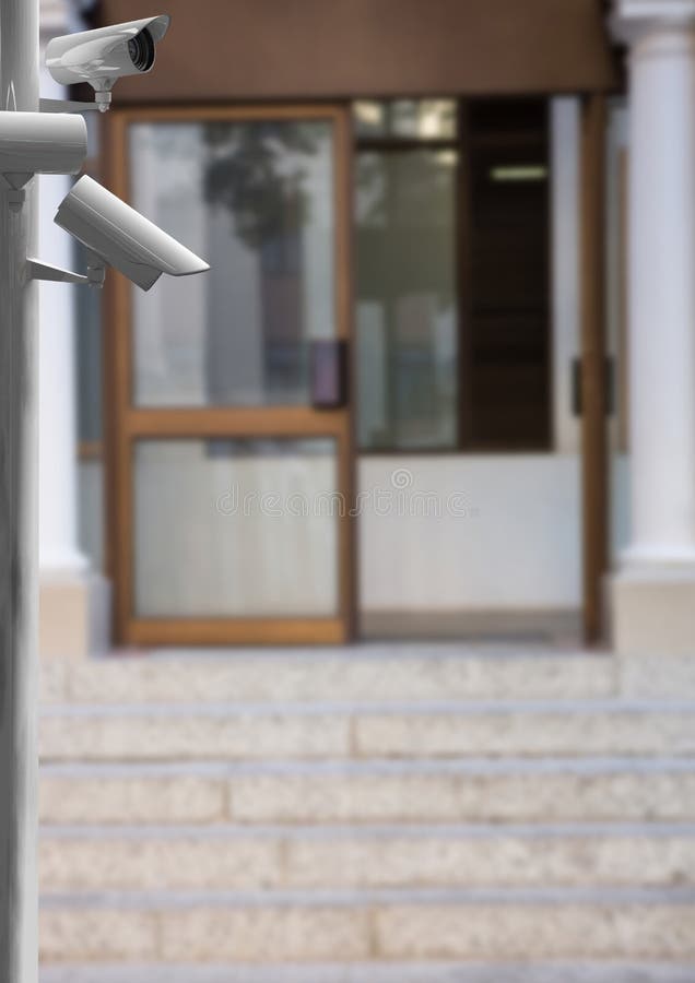 Cctv Stick in Front of a Store Door Stock Photo - Image of staircase ...