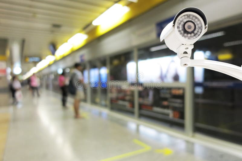 CCTV on Subway Station Platform. Stock Image - Image of business ...