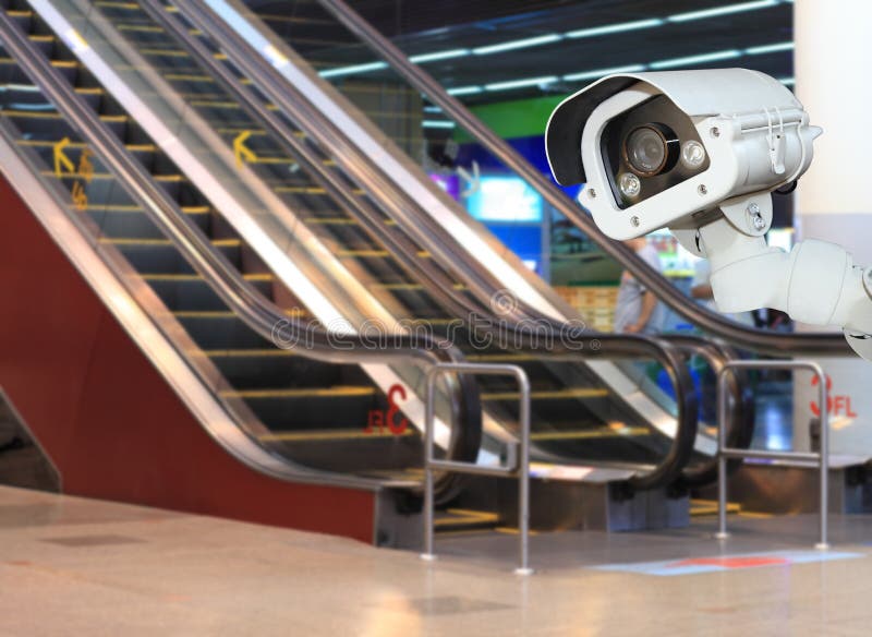 CCTV Security Camera Inside The Airport Stock Image - Image of ...