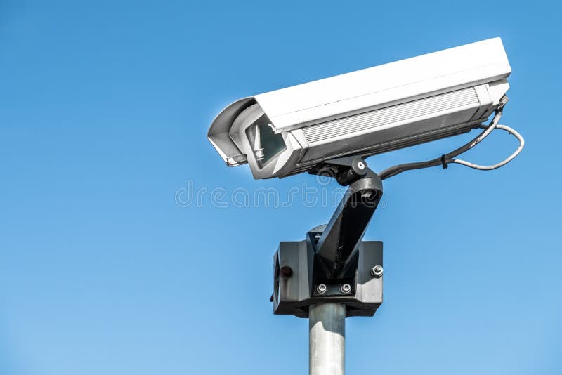 CCTV Surveillance Camera on a Pole Stock Photo - Image of equipment ...