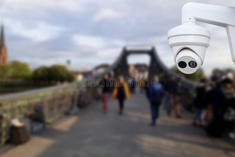CCTV or Surveillance Computer Operating at the Bridge, Walkway, Street ...