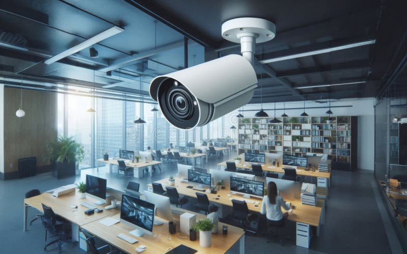 CCTV or Surveillance Operating in Office Building Stock Illustration ...