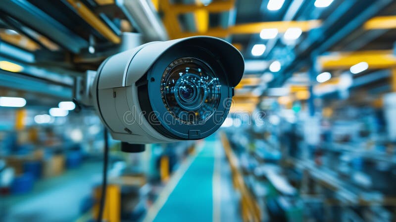 A CCTV Surveillance System is Active within an Industrial Factory Stock ...