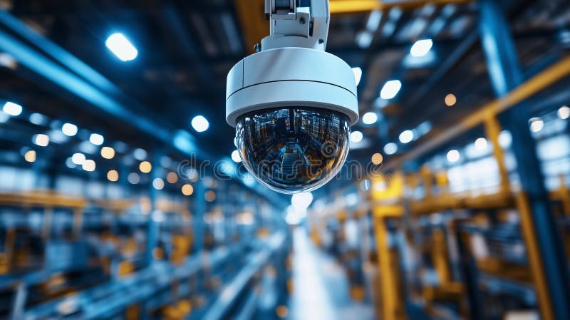 A CCTV Surveillance System is Active within an Industrial Factory Stock ...