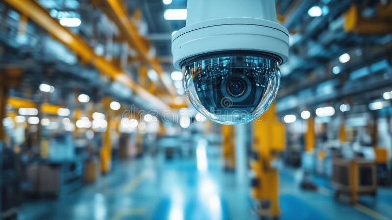 A CCTV Surveillance System is Active within an Industrial Factory Stock ...