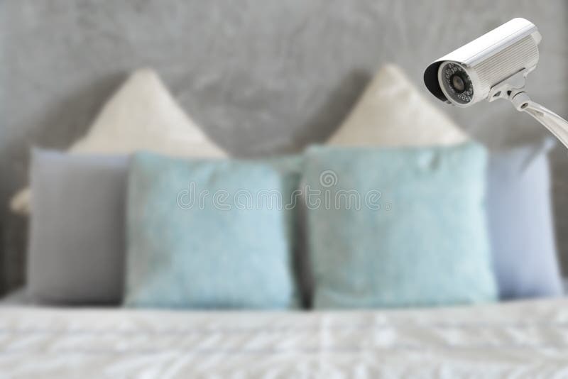 CCTV System Security in the Bedroom Stock Photo - Image of bedding ...