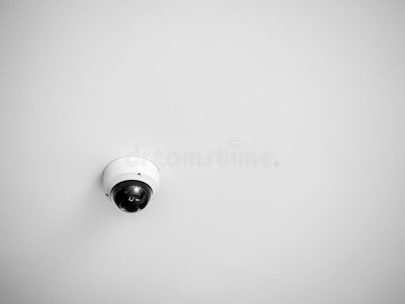 Security Round Dome Surveillance Camera on Wall, Modern Building. CCTV ...