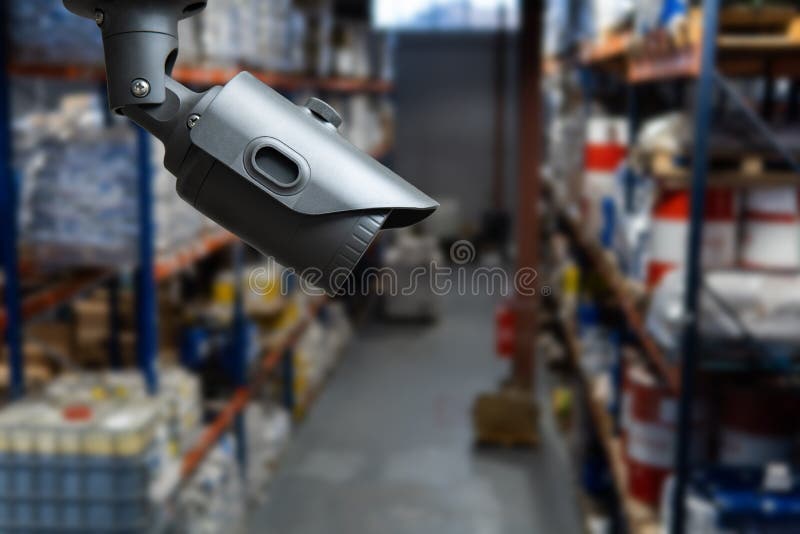 CCTV System Security in Warehouse of Factory Chemical Blur Background ...