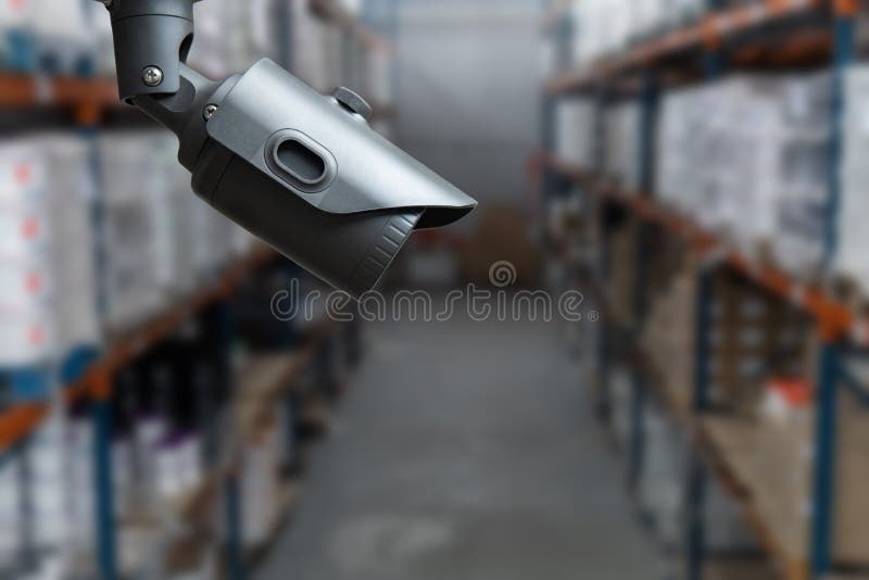 CCTV System Security in Warehouse of Factory Chemical Blur Background ...